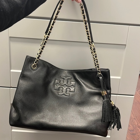 Tory Burch | Bags | Authentic Black Leather Tory Burch Handbag | Poshmark
